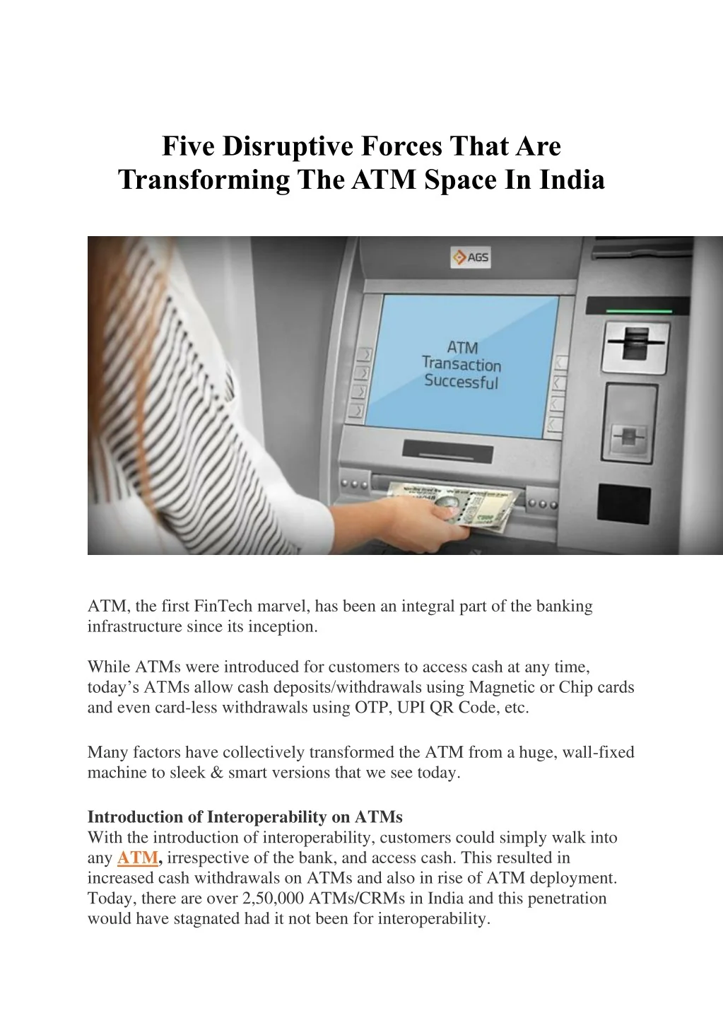 PPT - Five Disruptive Forces That Are Transforming The ATM Space In ...