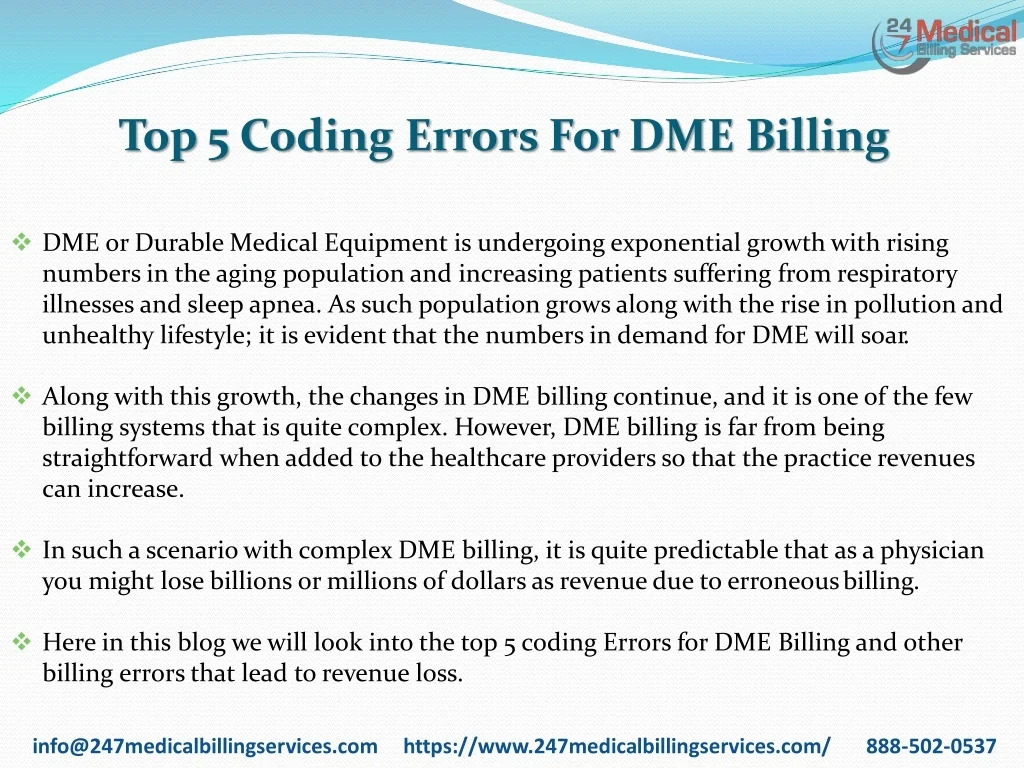 PPT - Top 5 coding Error For DME billingPDF PowerPoint Presentation, free download - ID:11281629