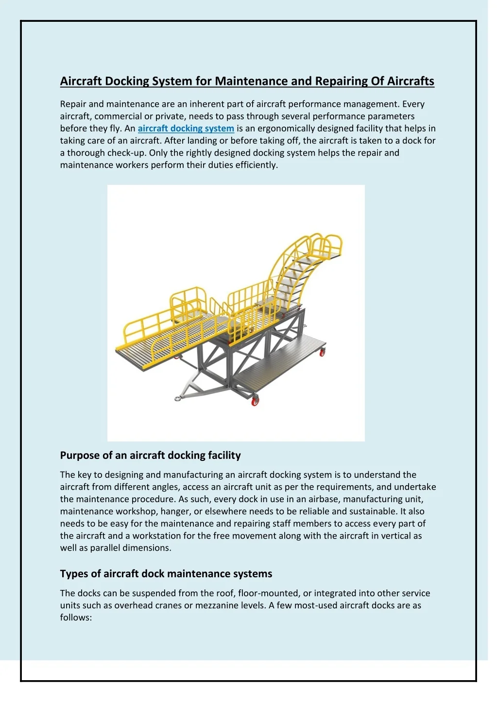 PPT - Aircraft Docking System For Maintenance And Repairing Of ...