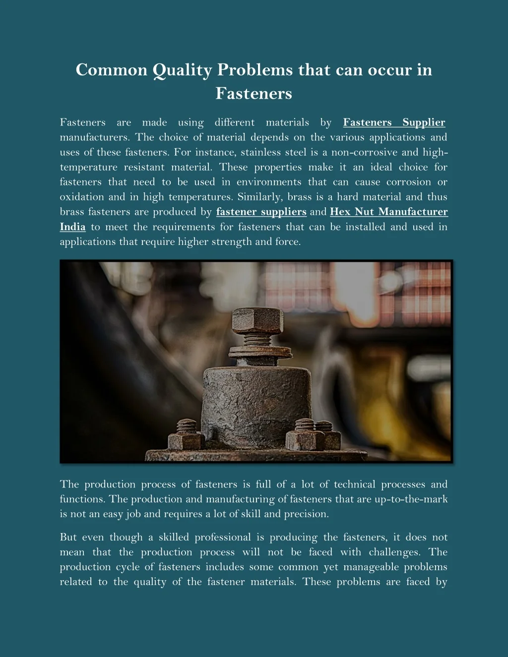PPT - Common Quality Problems that can occur in Fasteners PowerPoint ...