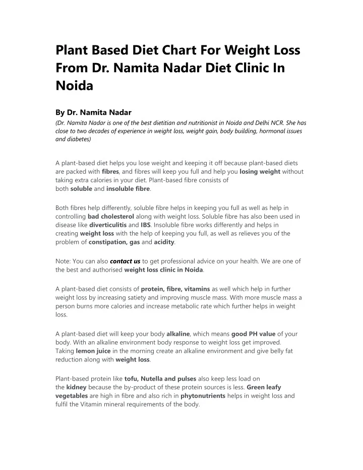 PPT - Plant Based Diet Plan for Weight loss.pdf , PowerPoint ...