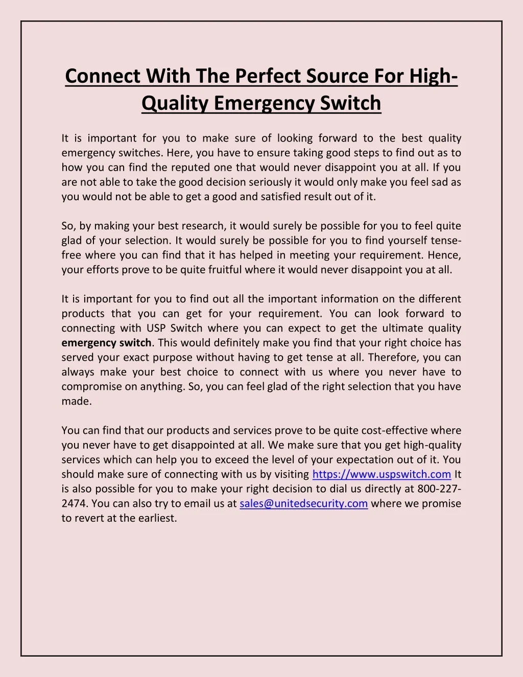 PPT - Connect With The Perfect Source For High-Quality Emergency Switch ...