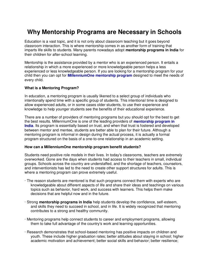 PPT - Why Mentorship Programs are Necessary in Schools PowerPoint Presentation - ID:11291909