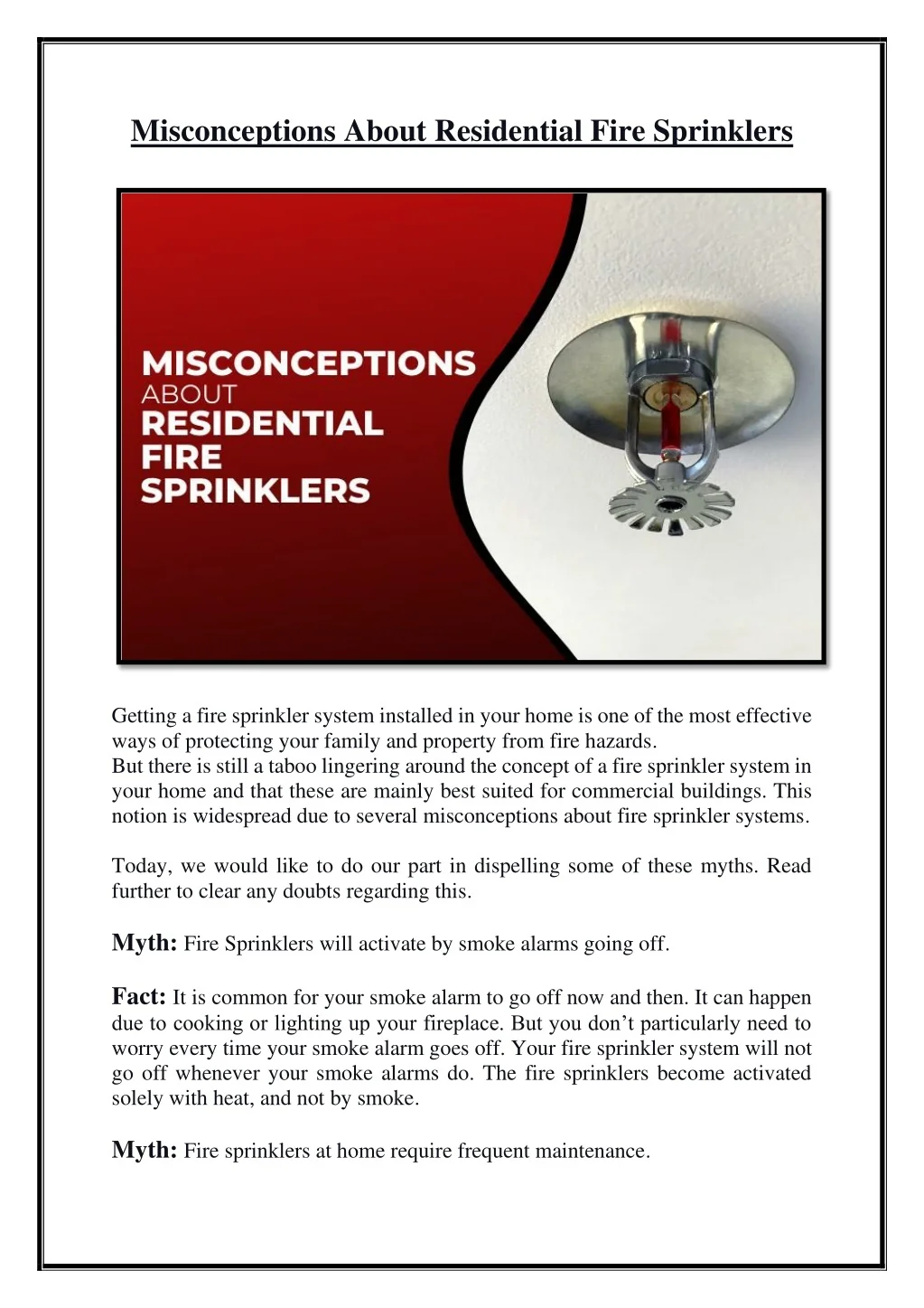 PPT - Misconceptions About Residential Fire Sprinklers PowerPoint ...