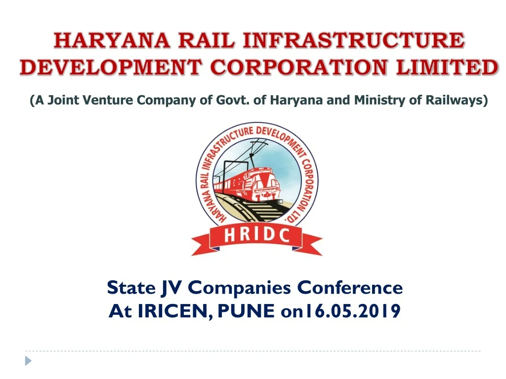 PPT - HRIDC State JV Companies Conference: Railway Infrastructure ...