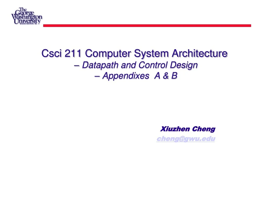 PPT - Computer System Architecture: Datapath and Control Design Overview PowerPoint Presentation ...
