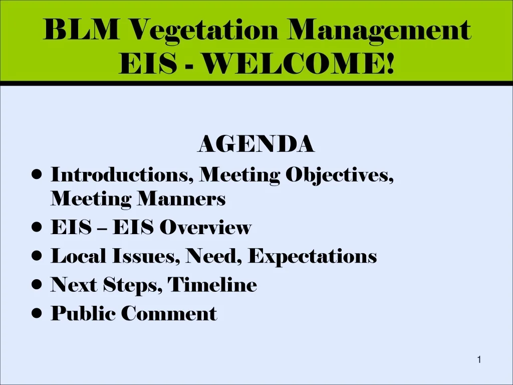 PPT - BLM Vegetation Management EIS - WELCOME! PowerPoint Presentation ...
