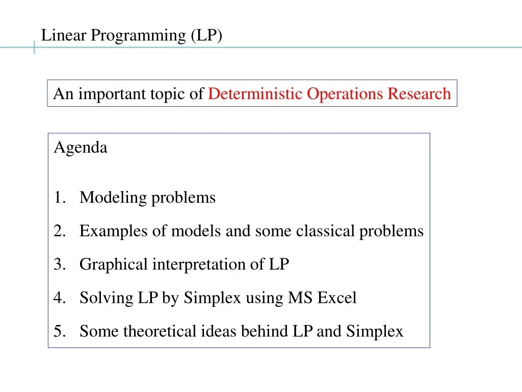 PPT - Introduction to Linear Programming in Deterministic Operations Research PowerPoint ...