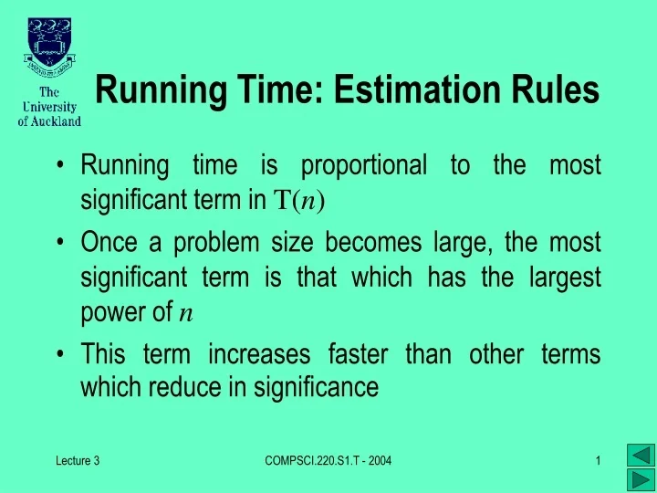 PPT Running Time Estimation Rules PowerPoint Presentation Free 