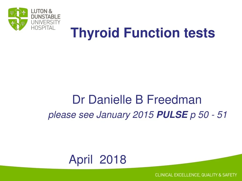 PPT - Thyroid Function tests PowerPoint Presentation, free download ...