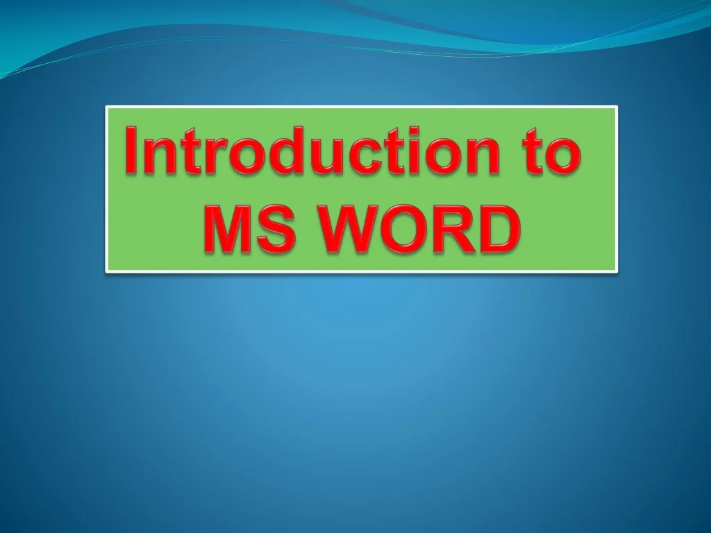 PPT - Introduction to MS WORD PowerPoint Presentation, free download ...