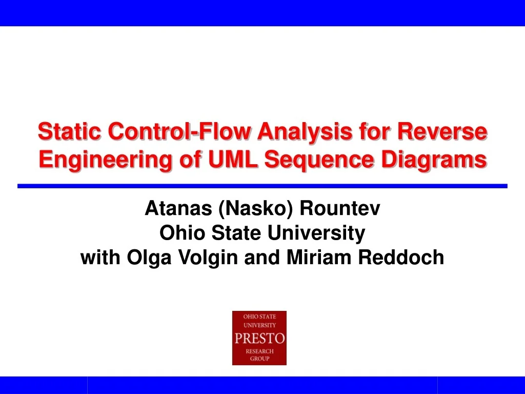 PPT - Static Control-Flow Analysis for Reverse Engineering of UML ...