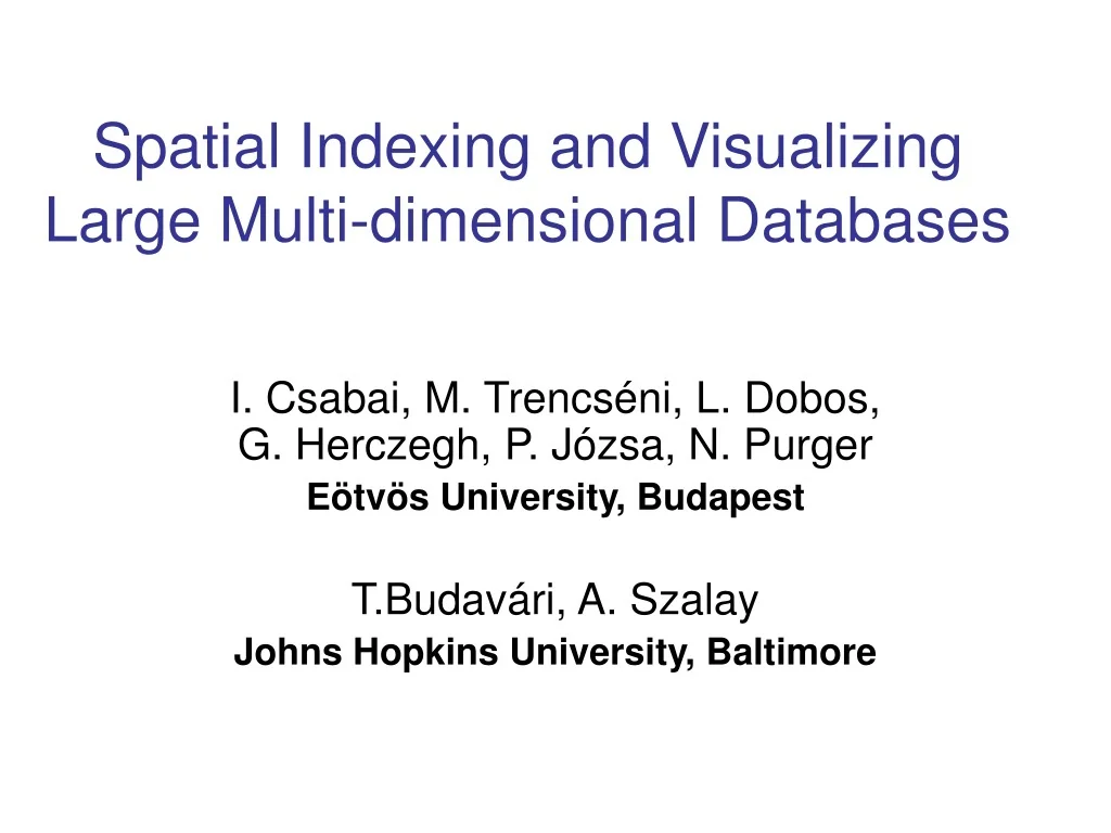 PPT - Spatial Indexing and Visualizing Large Multi-dimensional ...