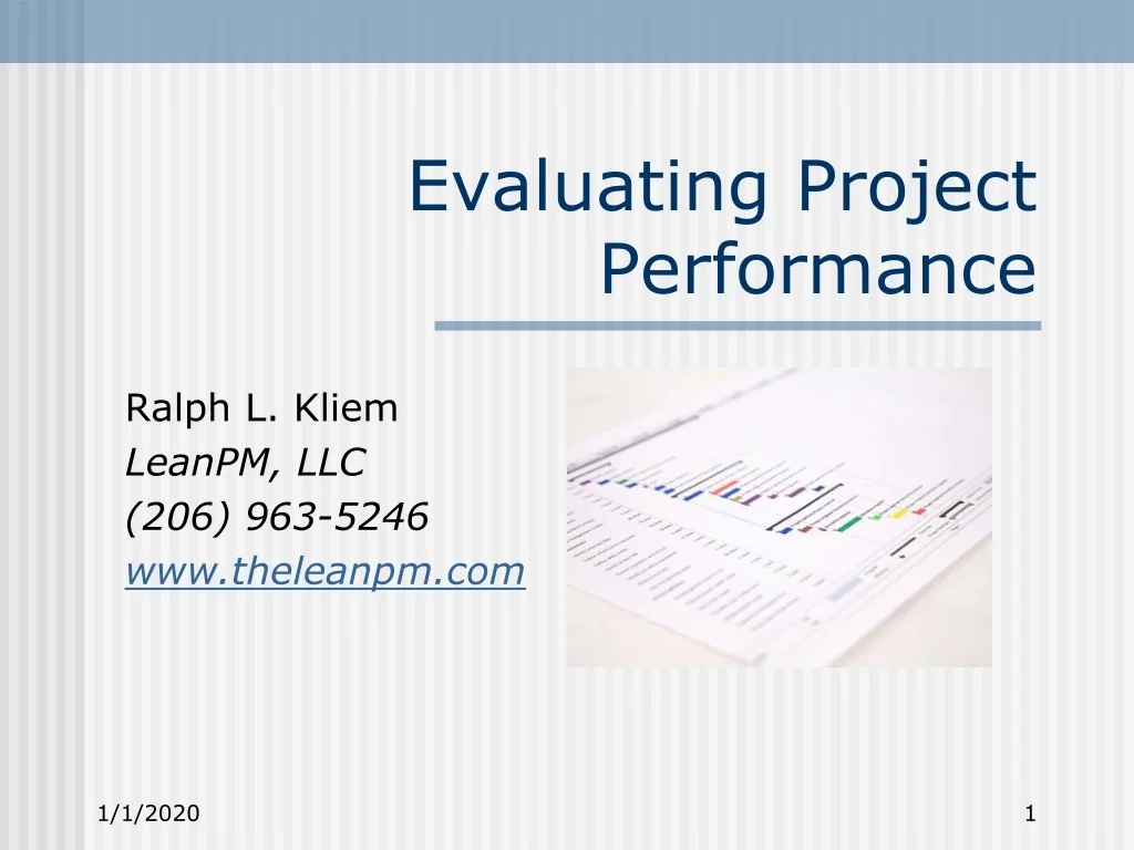 PPT - Evaluating Project Performance by Ralph L. Kliem PowerPoint ...