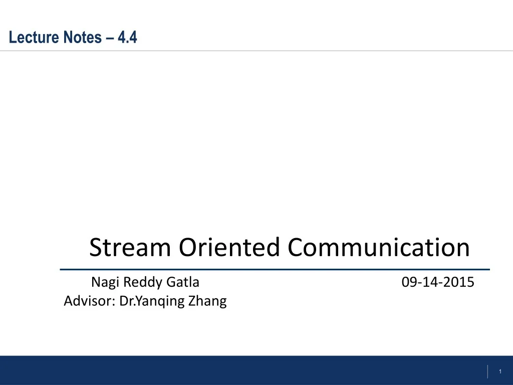 PPT - Stream Oriented Communication: Lecture Notes PowerPoint ...