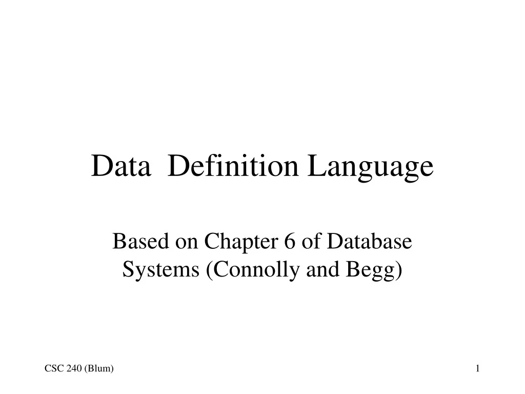 PPT - SQL Data Definition Language (DDL) PowerPoint Presentation, free ...