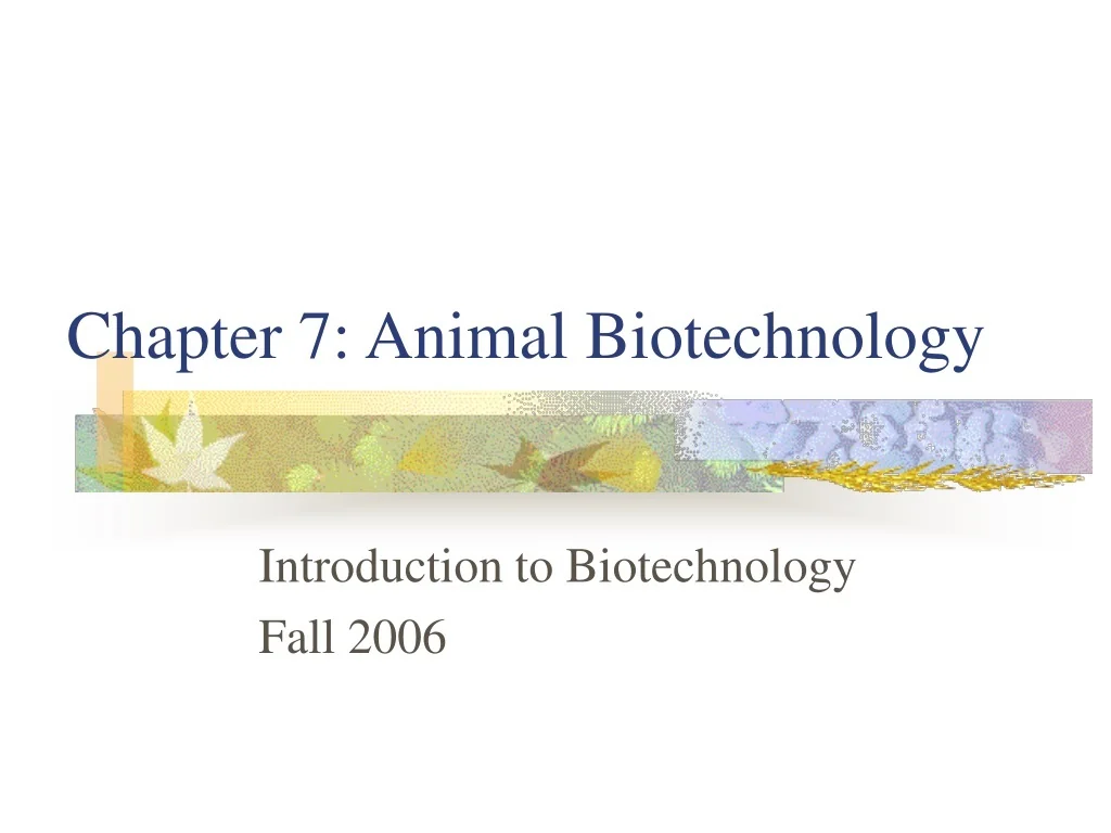 PPT - Chapter 7: Animal Biotechnology PowerPoint Presentation, free ...