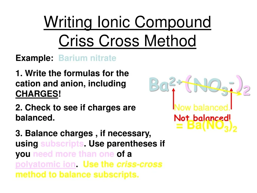 PPT - Writing Ionic Compound Criss Cross Method PowerPoint Presentation ...
