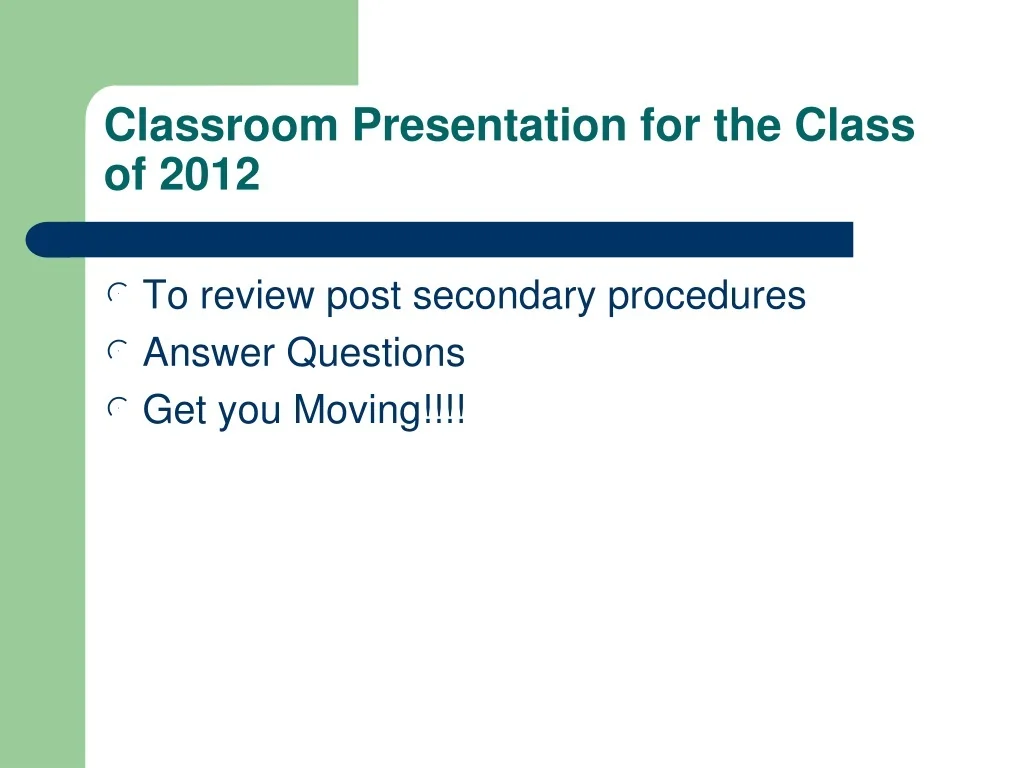 PPT - Class of 2012 Graduation and Post-Secondary Planning PowerPoint ...