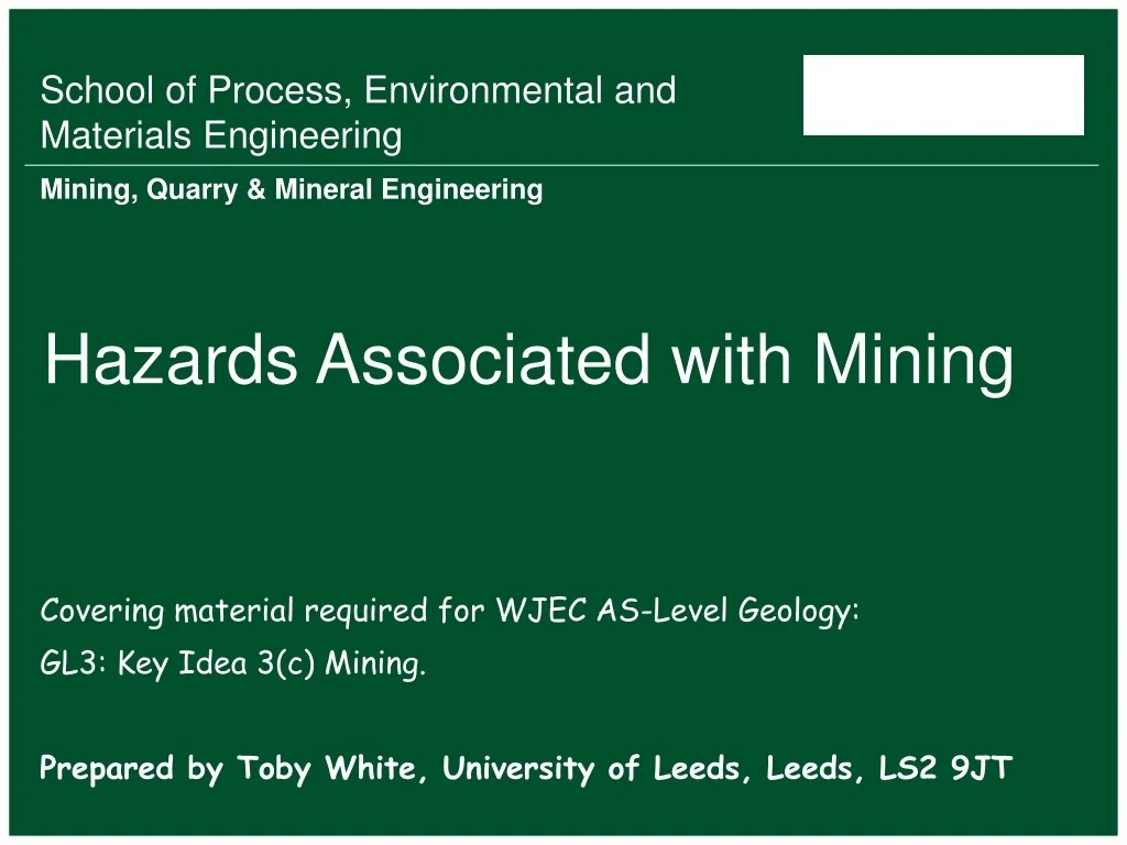 Ppt Mining Hazards Subsidence And Acid Drainage Powerpoint