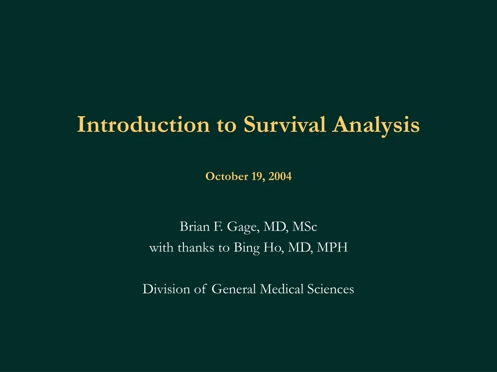 PPT - Introduction to Survival Analysis: Key Concepts and Methods ...