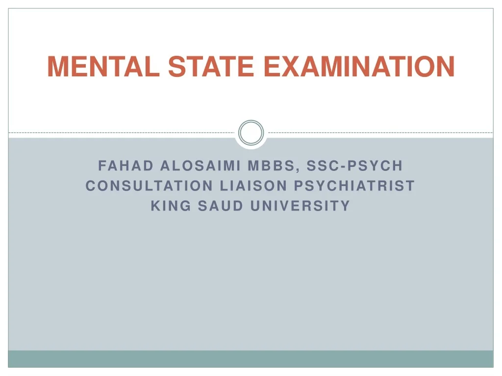 PPT - MENTAL STATE EXAMINATION PowerPoint Presentation, free download ...