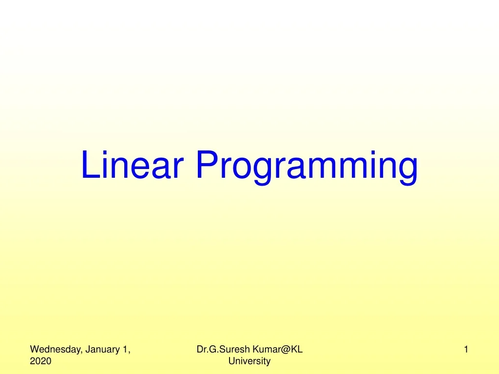 PPT - Introduction to Linear Programming for Optimization Problems ...