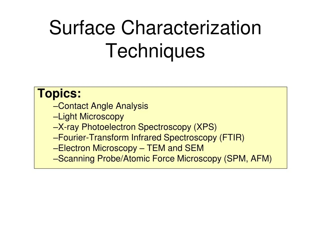 PPT - Surface Characterization Techniques PowerPoint Presentation, free ...