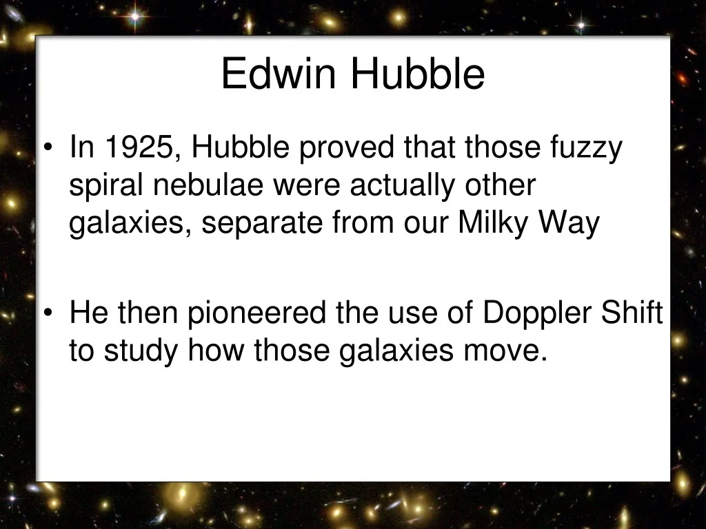PPT - Exploring Hubble’s Law: Unraveling the Mysteries of the Cosmos ...