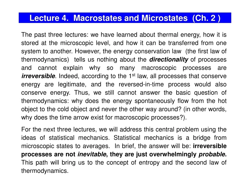 PPT - Thermodynamics: Macrostates & Microstates in Statistical ...