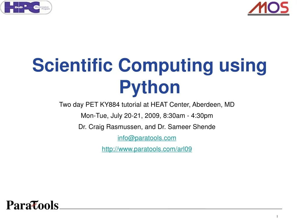 PPT - Python Scientific Computing Tutorial: High-Performance Arrays & Parallel Programming ...