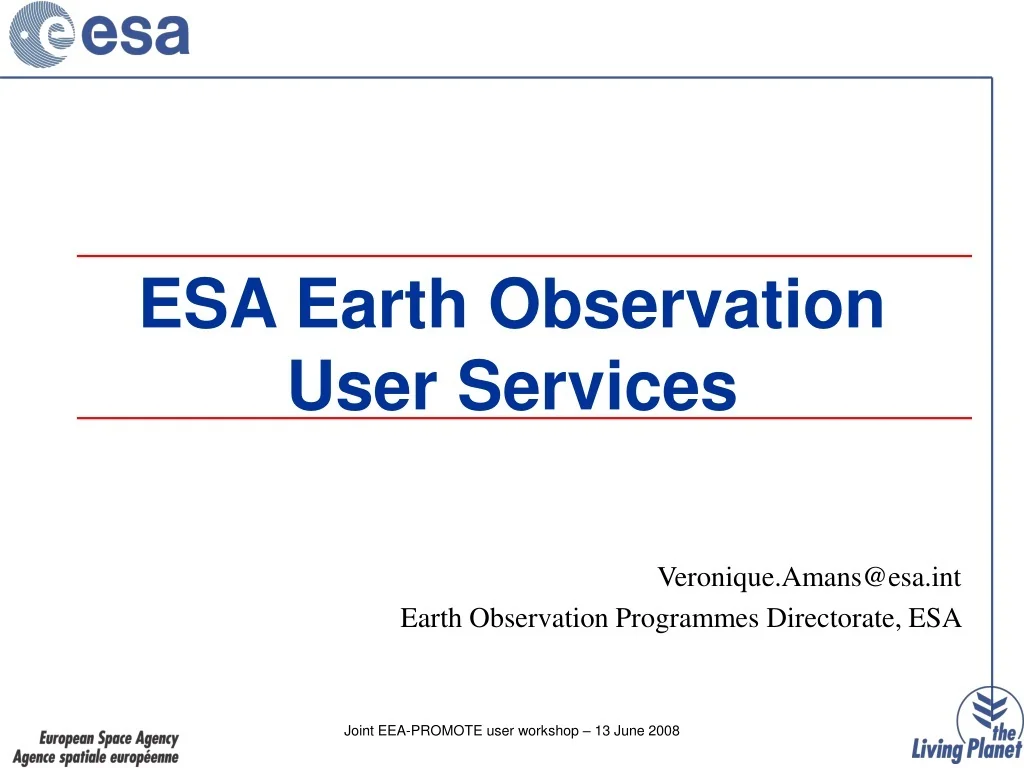 PPT - ESA Earth Observation User Services PowerPoint Presentation, free ...