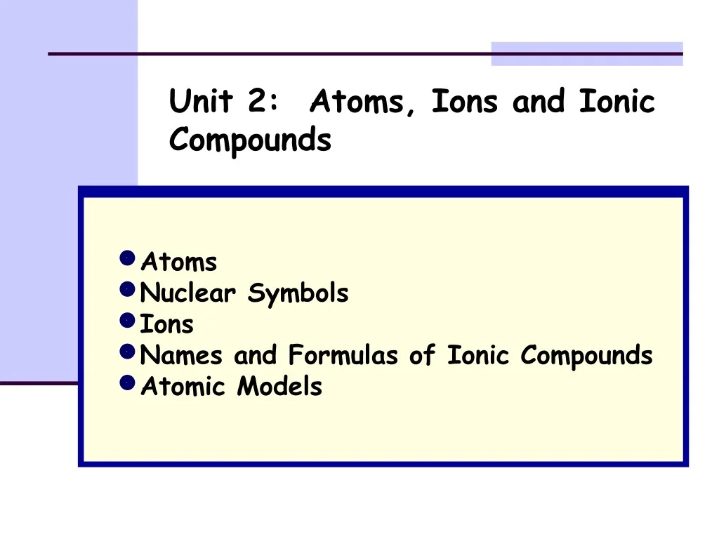 PPT - Atoms, Ions, and Ionic Compounds: Understanding Atomic Structure ...