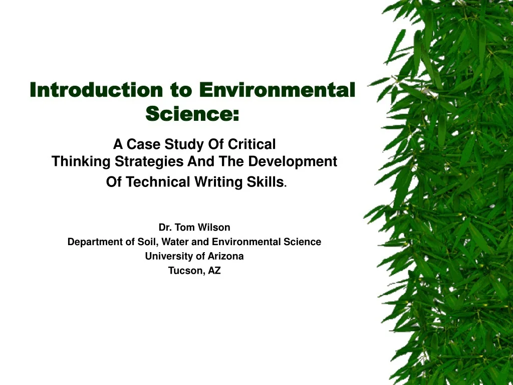 PPT - Introduction to Environmental Science: PowerPoint Presentation ...