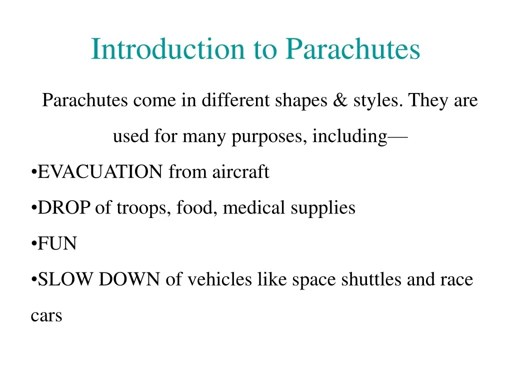 PPT - Introduction to Parachutes PowerPoint Presentation, free download ...