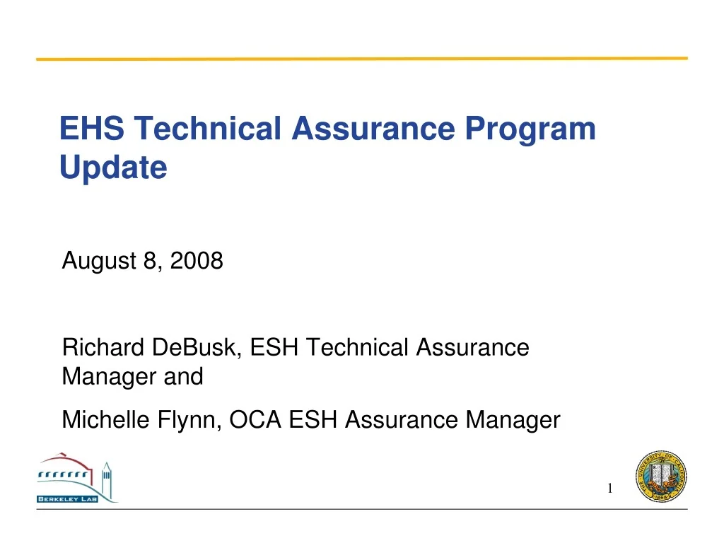 PPT - EHS Technical Assurance Program Update PowerPoint Presentation ...