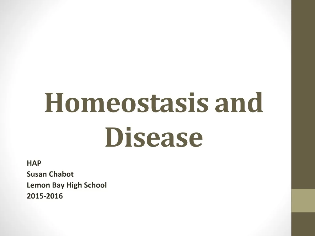 PPT - Homeostasis and Disease: Maintaining Health Balance PowerPoint ...