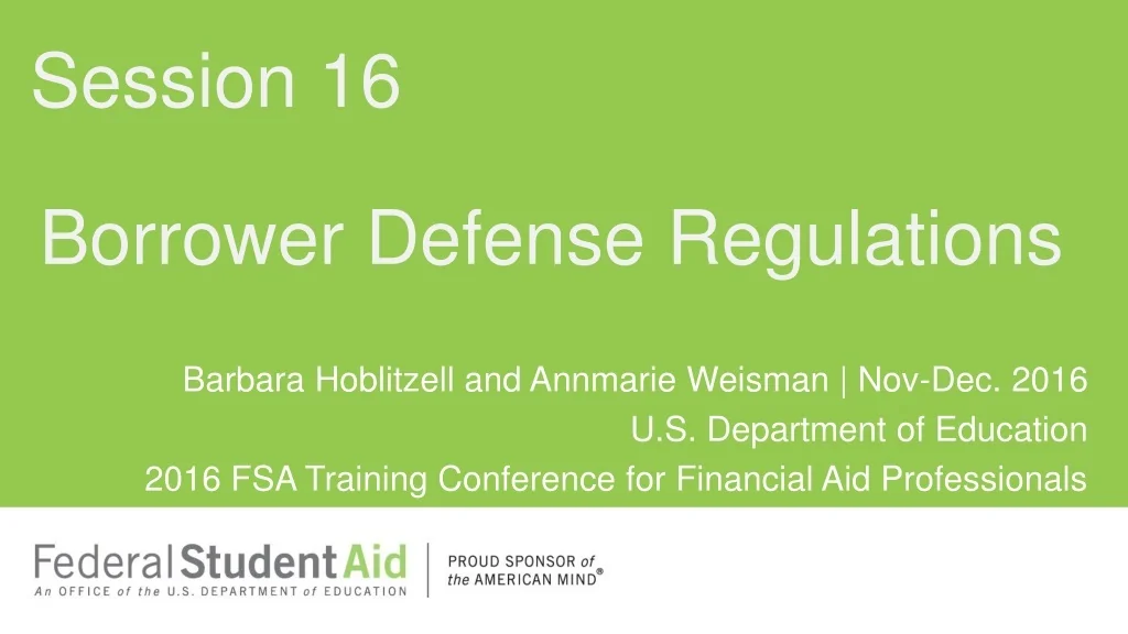 PPT - Borrower Defense Regulations PowerPoint Presentation, free ...