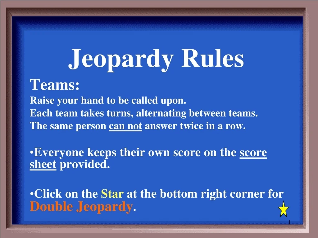 PPT - Jeopardy Rules PowerPoint Presentation, free download - ID:9366196