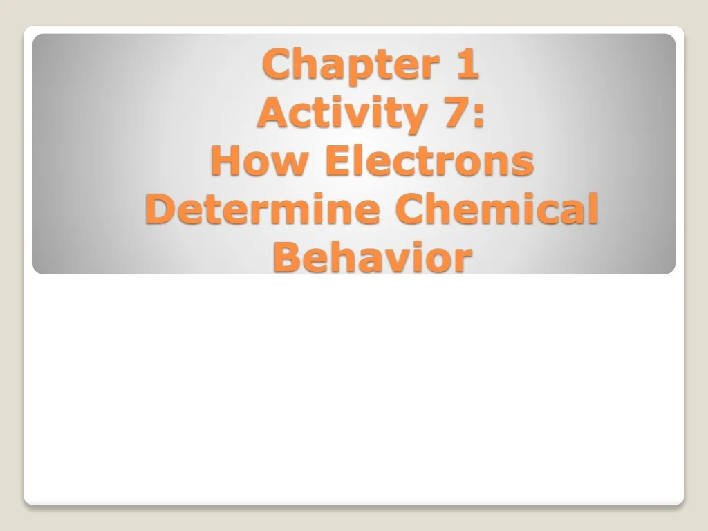 PPT - **"Understanding Chemical Behavior: Electrons, Valence, and ...