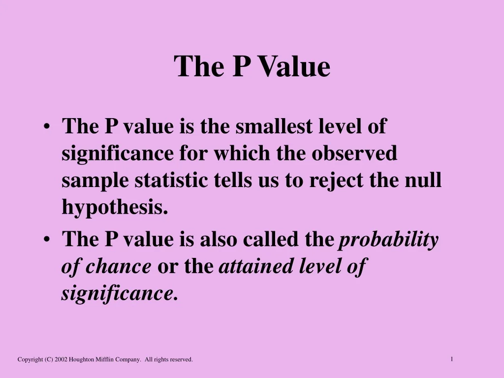 PPT - The P Value PowerPoint Presentation, free download - ID:9373276