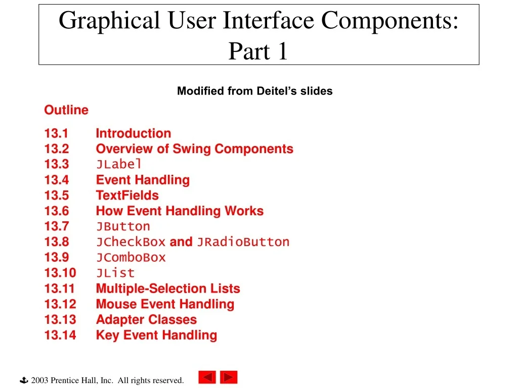 PPT - Graphical User Interface Components: Part 1 PowerPoint ...