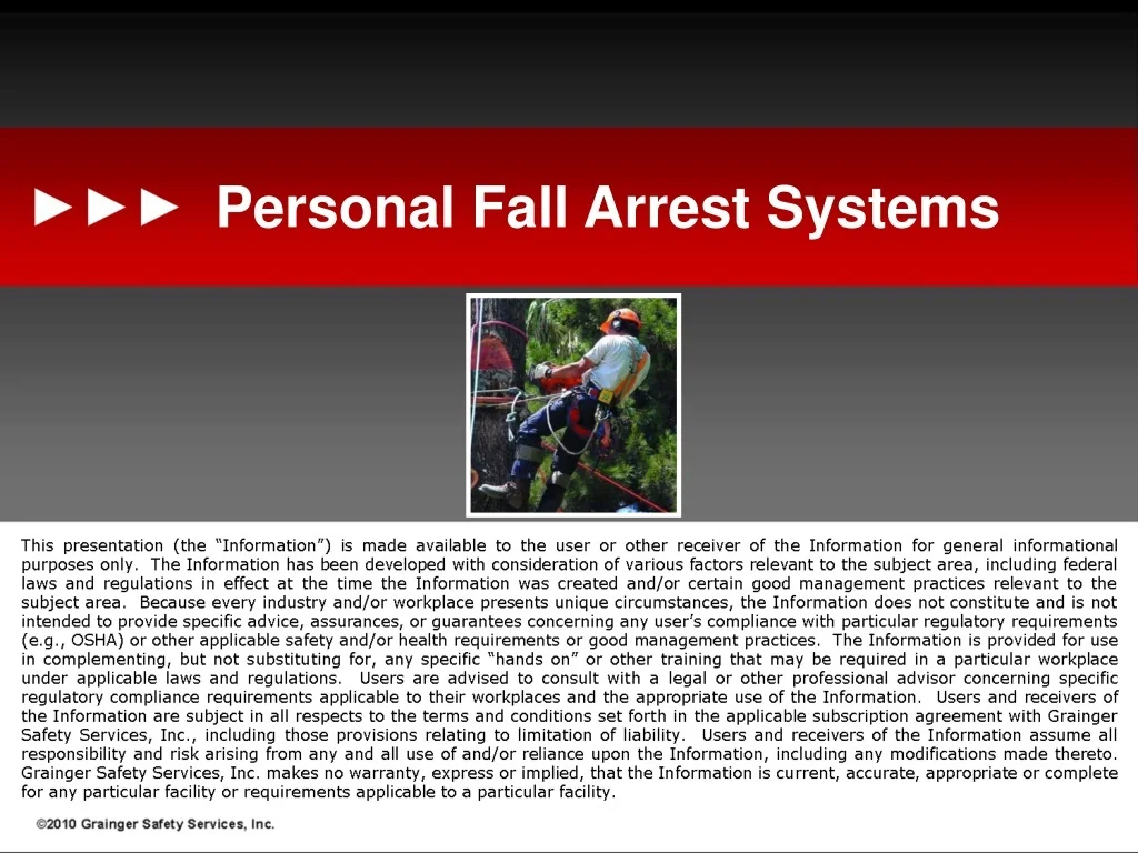PPT - Personal Fall Arrest Systems Training Guide PowerPoint ...