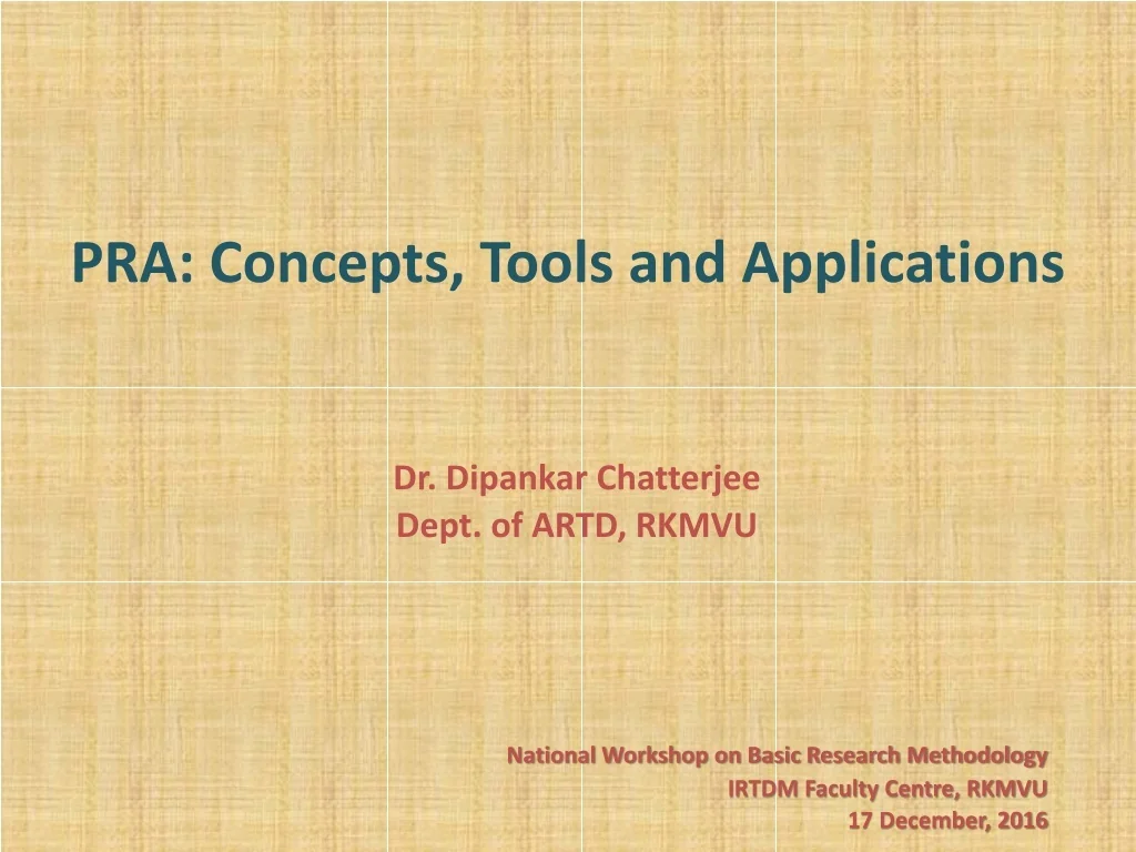 PPT - Participatory Rural Appraisal (PRA): Concepts and Tools ...