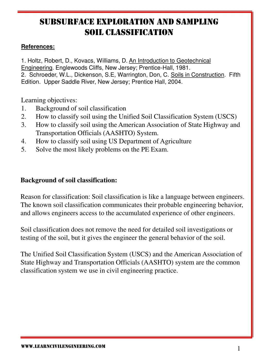 PPT - Subsurface exploration and sampling Soil classification ...