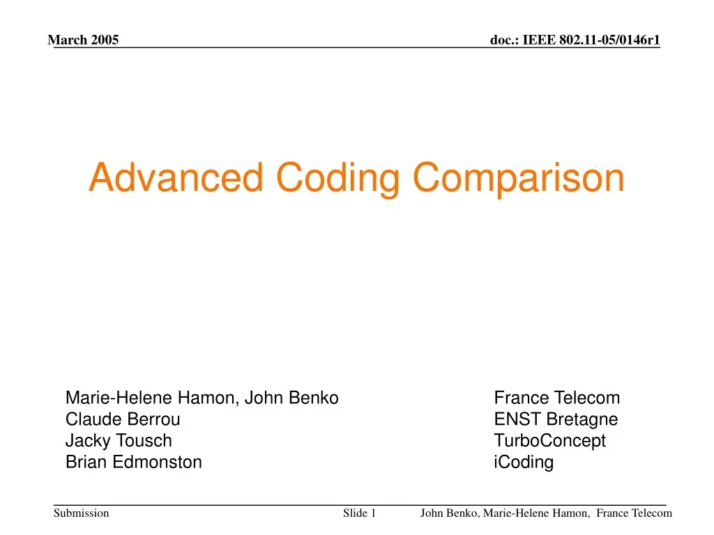 PPT - Advanced Coding Comparison PowerPoint Presentation, free download ...