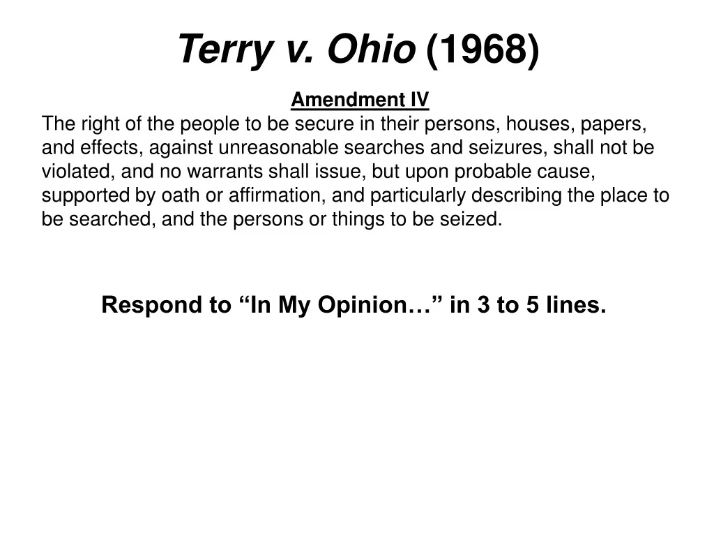 PPT - Securing Fourth Amendment Rights: Terry v. Ohio & Georgia v ...