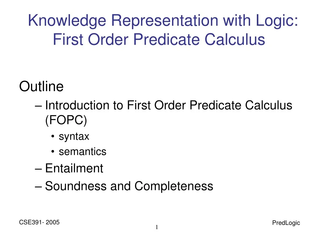 Ppt Knowledge Representation With Logic First Order Predicate