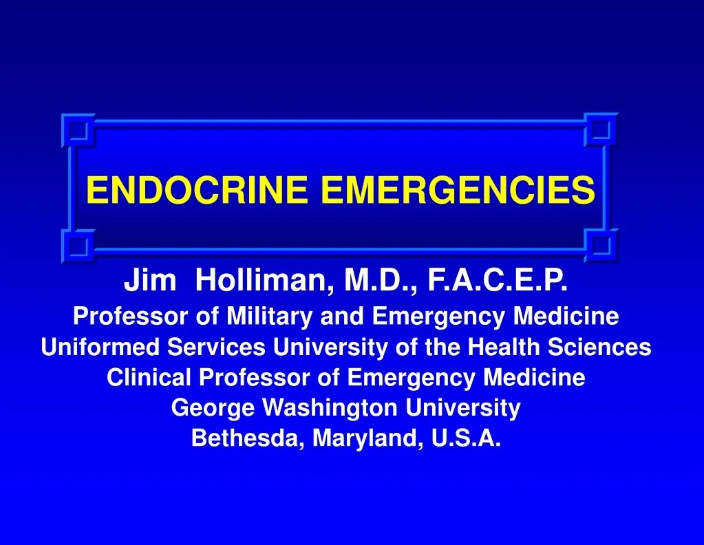 PPT - ENDOCRINE EMERGENCIES PowerPoint Presentation, free download - ID ...