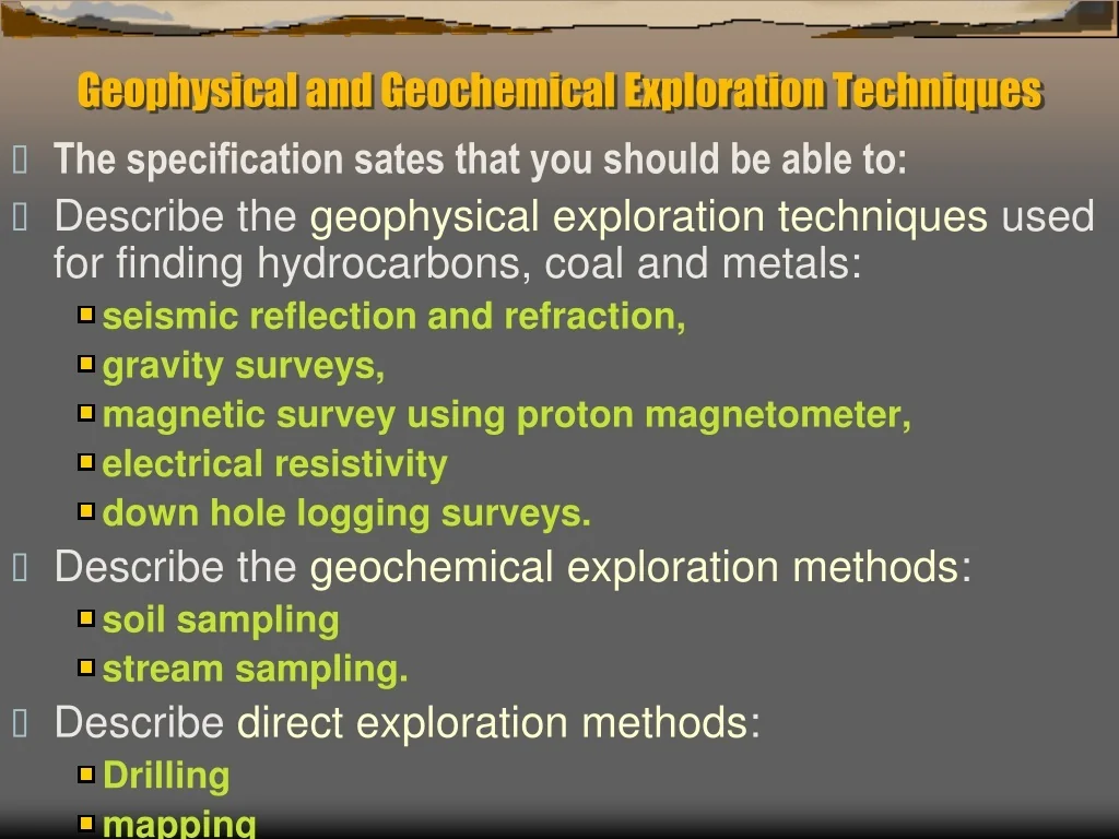 PPT - Geophysical and Geochemical Exploration Techniques PowerPoint ...